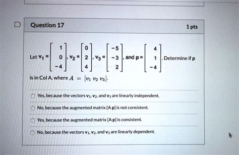 solved question 17 n 1pts n let v1 n v2 n v3 n and p n 4 determine