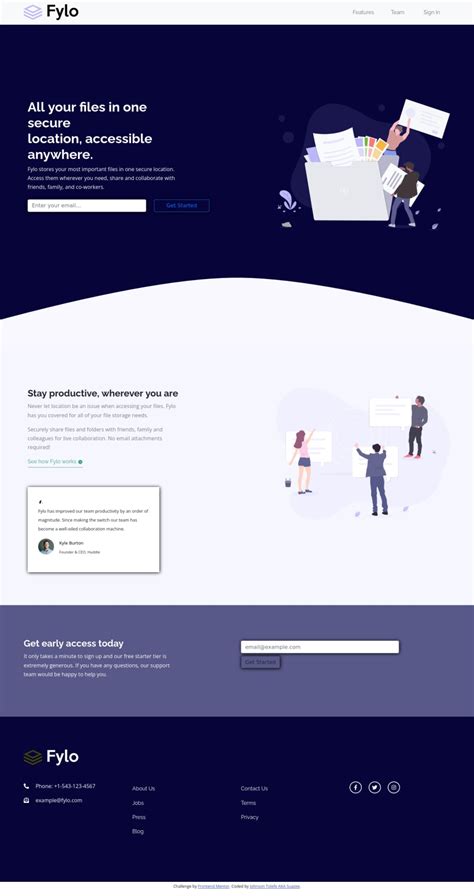 frontend mentor fylo landing page using html and css coding challenge