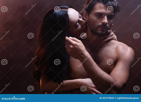 Shirtless Man Hugging Woman In Stock Image Image Of Love Black