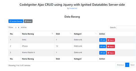 codeigniter ajax crud with ignited datatables server side simple codz