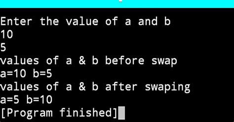 codeforhunger c program to swap two numbers without using third variable
