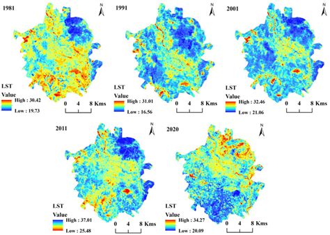 Land Surface Temperature Lst Maps Of The Year During 1981 2020