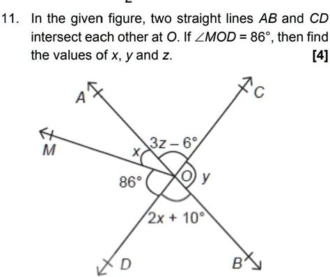 Solved In The Given Figure Two Straight Lines Ab And Cd Intersect