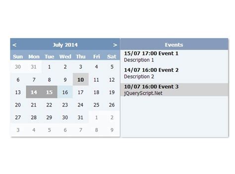 create a simple event calendar with jquery e calendar