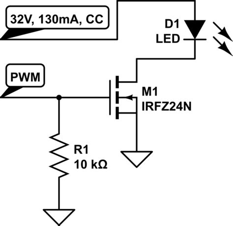 mosfet constant current led driver output control using
