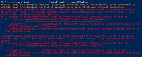 unable to download error when trying to install azure ad