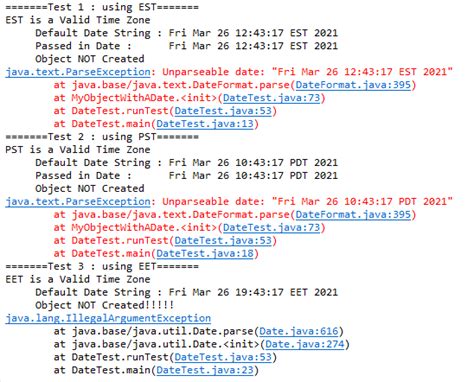 java some time zones return illegalargumentexception