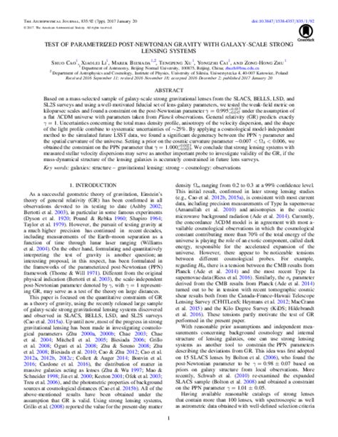 Pdf Test Of Parametrized Post Newtonian Gravity With Galaxy Scale