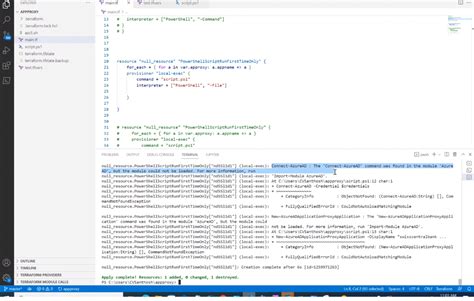 local exec cannot run azure ad powershell module it throws an error