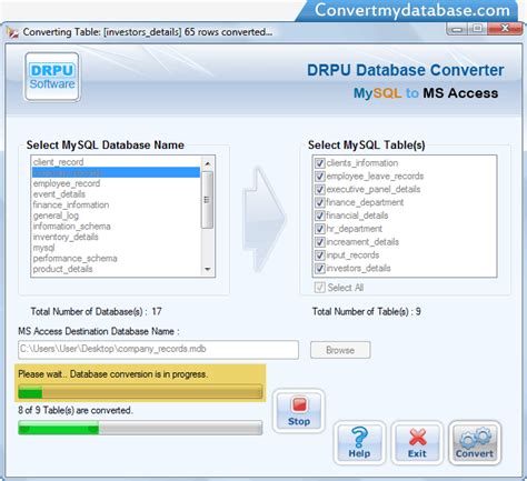 mysql to ms access database converter software convert