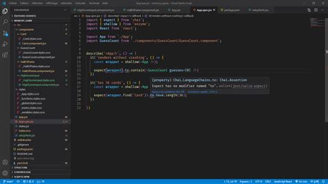 react js problème avec chai et eslint dans vscode cours realisez