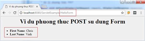 ví dụ phương thức post sử dụng form học servlet cơ bản