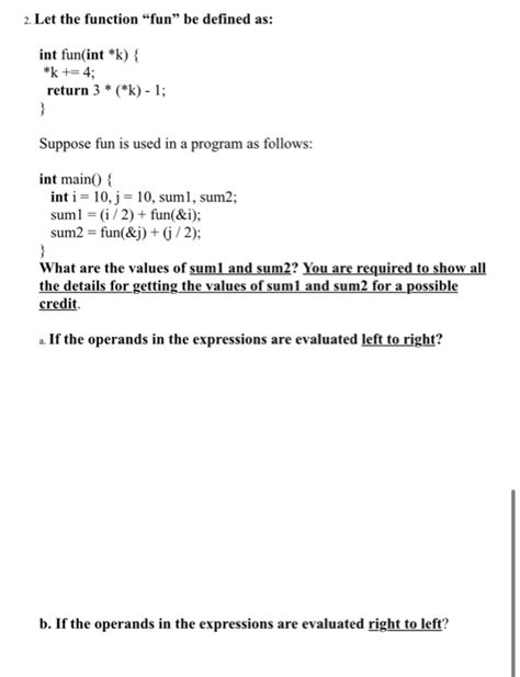 solved 3 consider the following c program int fun int