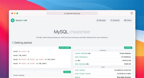 mysql cheatsheets the sql cheat sheet provides you with the most