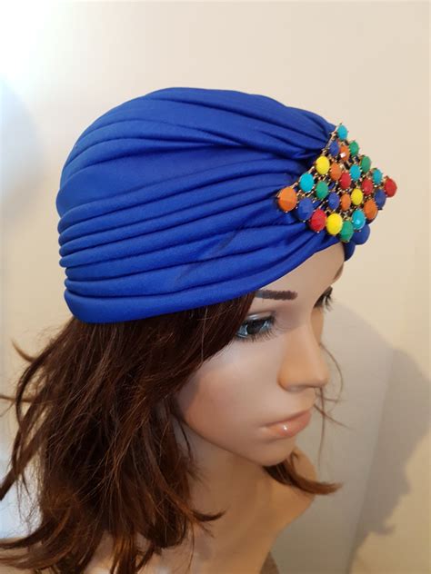 Royal Blue Womens Turban Full Turban Lycra Head Wrap