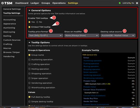 tsm addon settings tooltip settings tradeskillmaster