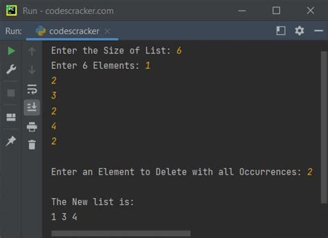 python program to remove an element from a list