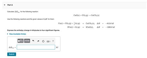 Solved Calculate Δhrxn For The Following Reaction