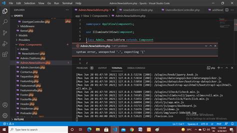 php laravel component class ignore due to component create in