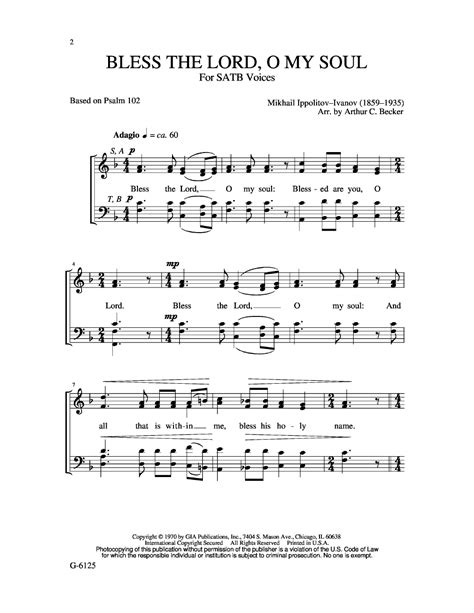 Bless The Lord O My Soul Satb By Ivanov J W Pepper Sheet Music