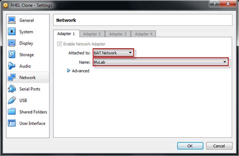 how to configure different types of network in oracle virtualbox linux