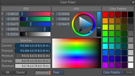 working with the color picker