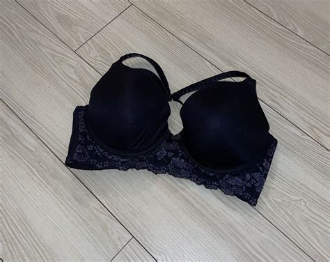 Vassarette Lace Padded Push Up Level 3 Bra Underwire Womens 34c Black