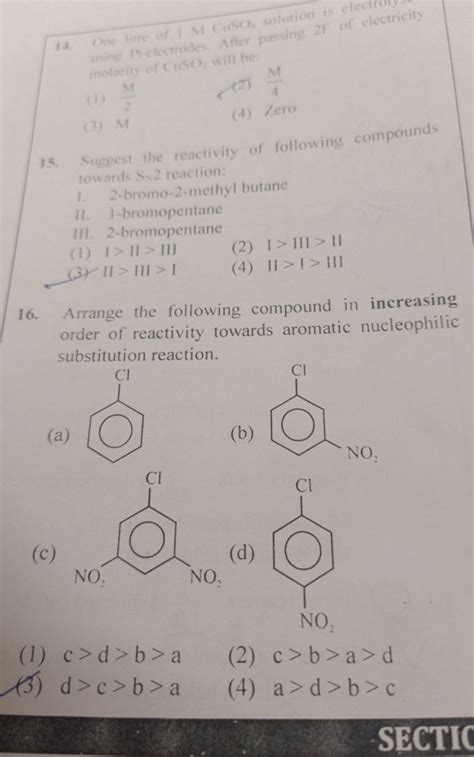 Arrange The Following Compound In Increasing Order Of
