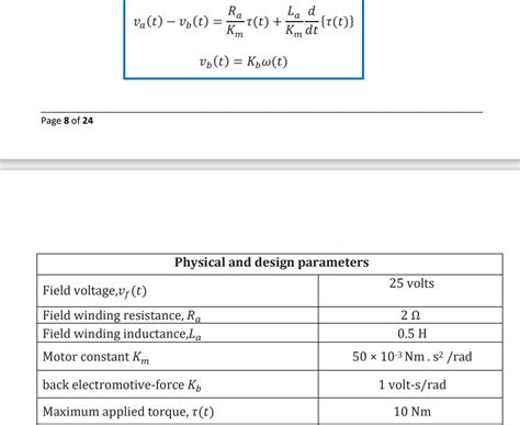 Solved Hence The Torque To Angular Velocity Differential