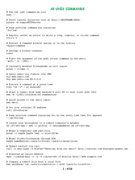 all unix commands docx computer file command line interface