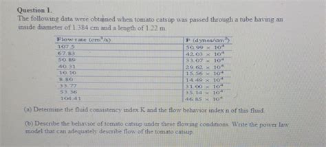 Solved Question 1 The Following Data Were Obtained When