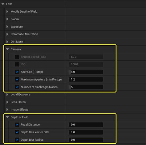 depth of field in unreal engine unreal engine 5 2 documentation