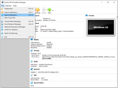 export and import vms on oracle vm virtualbox