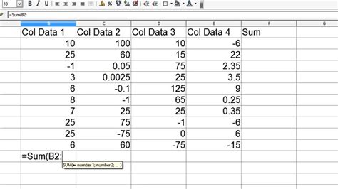 openoffice calc 4 tutorial 5 introduction to functions sum autosum