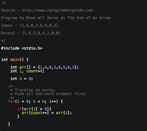 programming tutorials write a program to move all zeros to end of an array