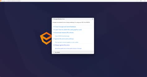 enscape encountered an error during rendering it is using a gpu from