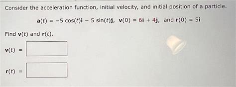 Solved Consider The Acceleration Function Initial Velocity