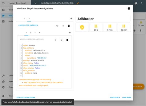 add pihole via userinterface problem with duration frontend home
