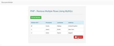 php remove multiple rows using mysqli free source code