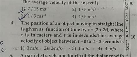 The Position Of An Object Moving In Straight Line Is Given As Function Of