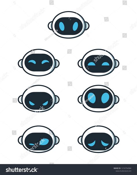 Cute Robot Bot Face Emotion Character Set Vector Modern Flat Style