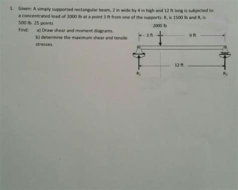 solved 1 given a simply supported rectangular beam 2 in