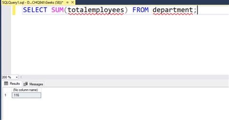 sql query to find the sum of all values in a column geeksforgeeks