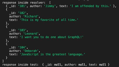 javascript graphql query response coming back a null