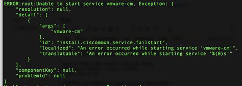 vmware 503 service unavailable failed to connect to endpoint