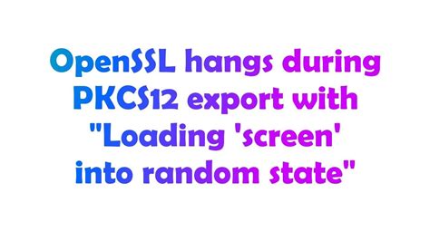 openssl hangs during pkcs12 export with loading screen into random