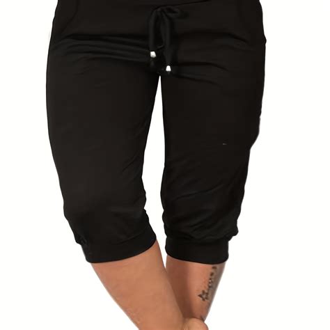 Plus Size Solid Color Drawstring Pants Trousers Womens Casual Medium