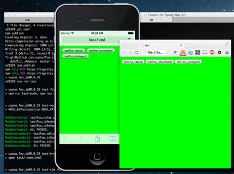 iphone simulator を起動してテスト行う webmodule latest log