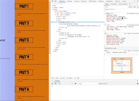 html aligning headers in a sidebar set maximum content box width