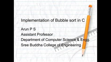 implementation of bubble sort in c youtube